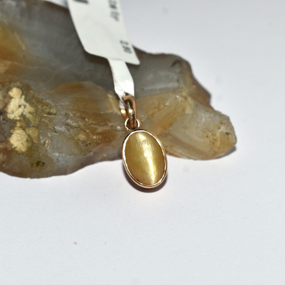 Rare Long 100% Natural Chrysoberyl Cats Eye Pendant Grab in 925 ...