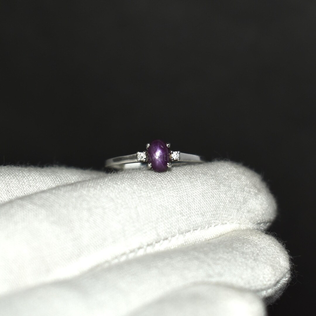 Genuine Star Ruby and Diamond Classic Design Handmade Ring in 9K, 14K ...