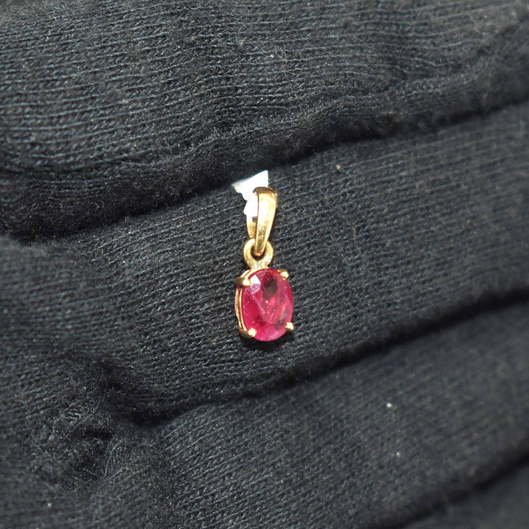 Natural Ruby Pendant Charm in Solid 14K Gold — Authentic Ruby Pendant ...