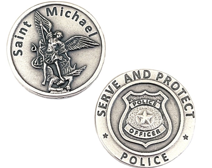 Saint Michael Police Law Enforcement Colorized Challenge Art Coin - Etsy