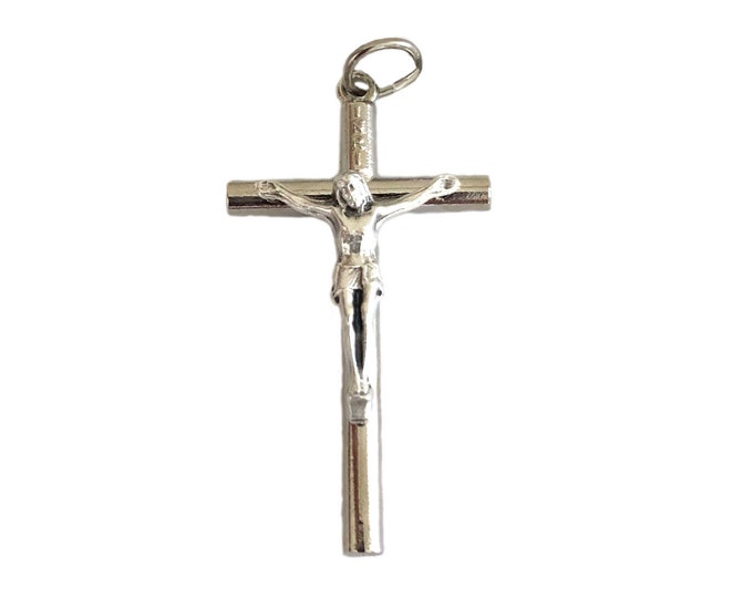 Simple Crucifix Pendant Plain Cross Rosary Parts Catholic Gifts 1-1/2 ...