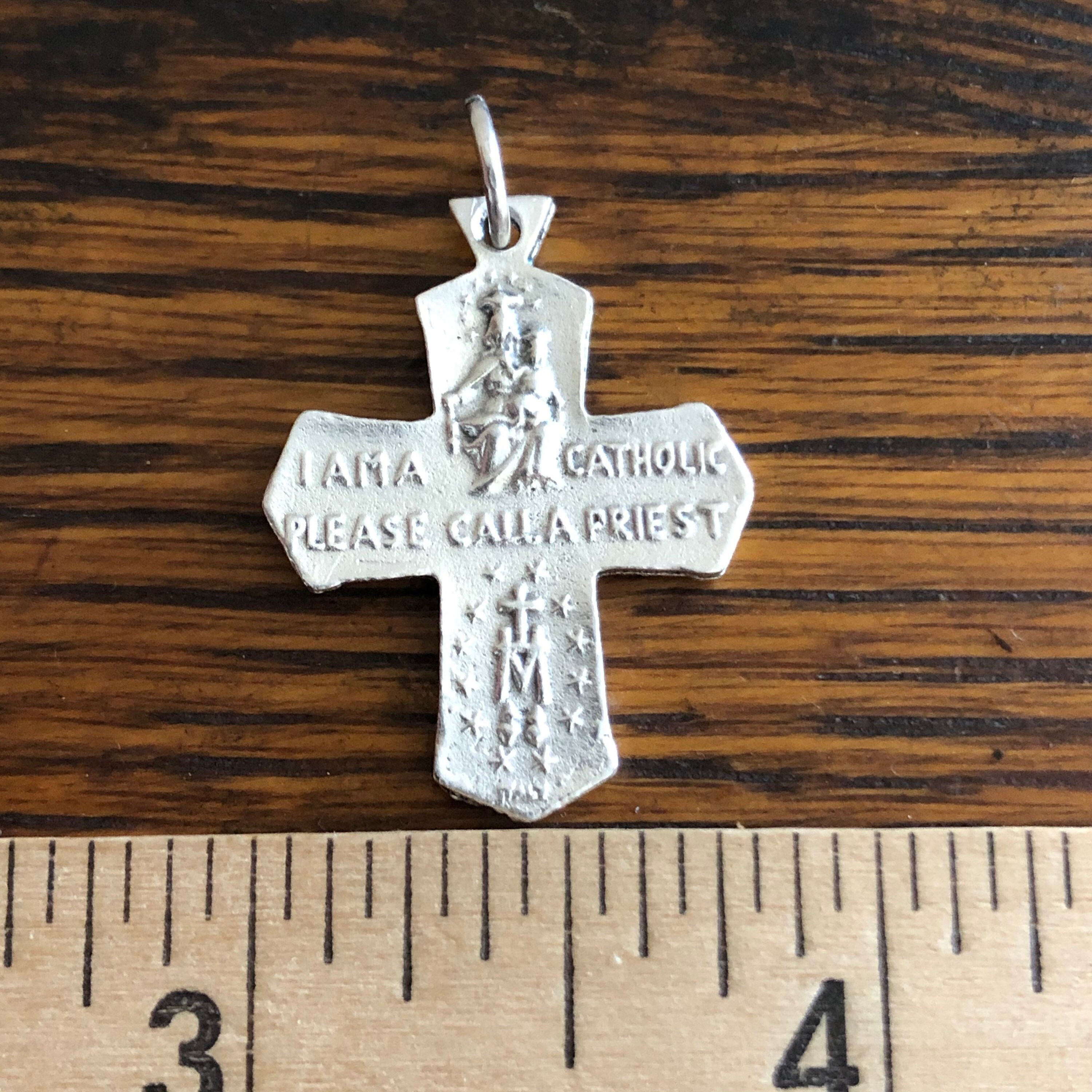 Four Way Cross Medal Catholic Please Call a Priest | Etsy