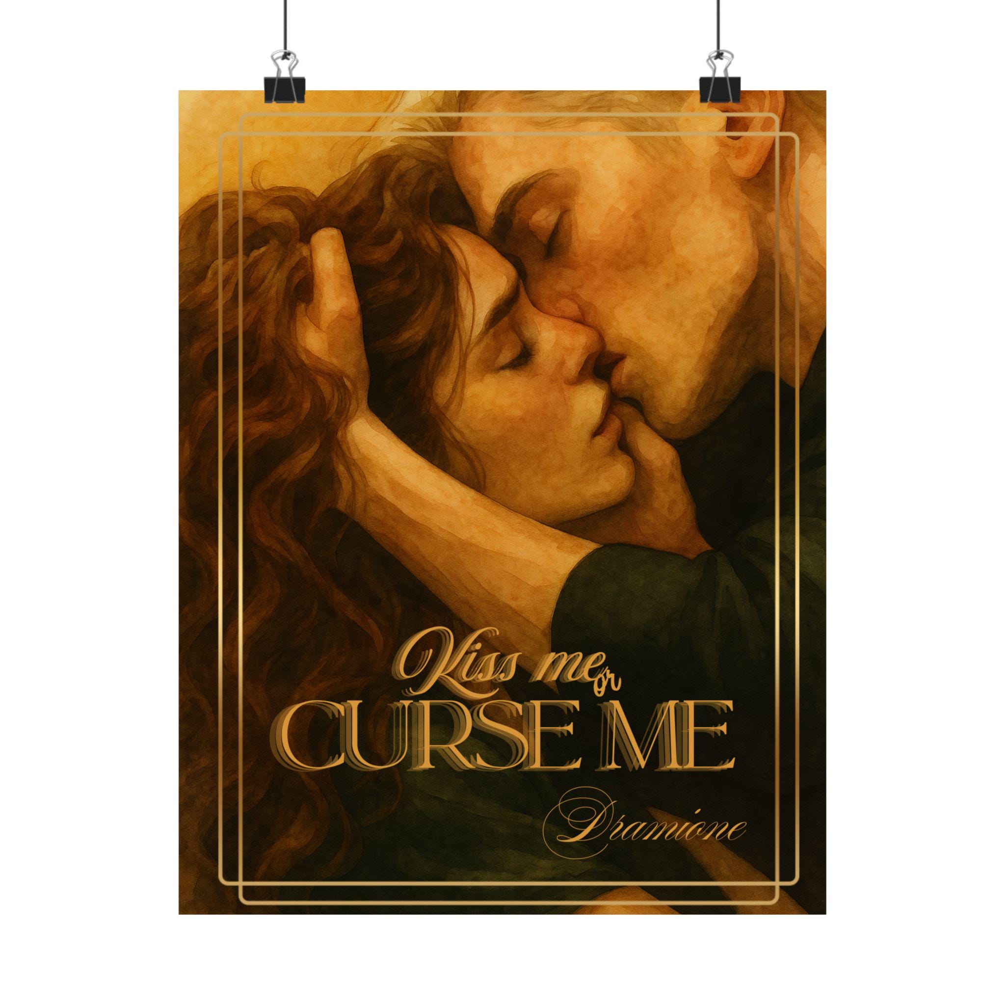 Dramione Poster | Kiss Me Curse Me Poster | Matte Vertical Romance Art ...