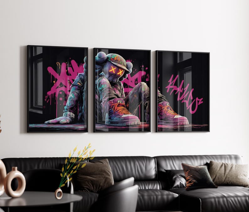 Hypebeast Kaws Poster Set, Graffiti Art, Trendy Wall Decor (digital ...
