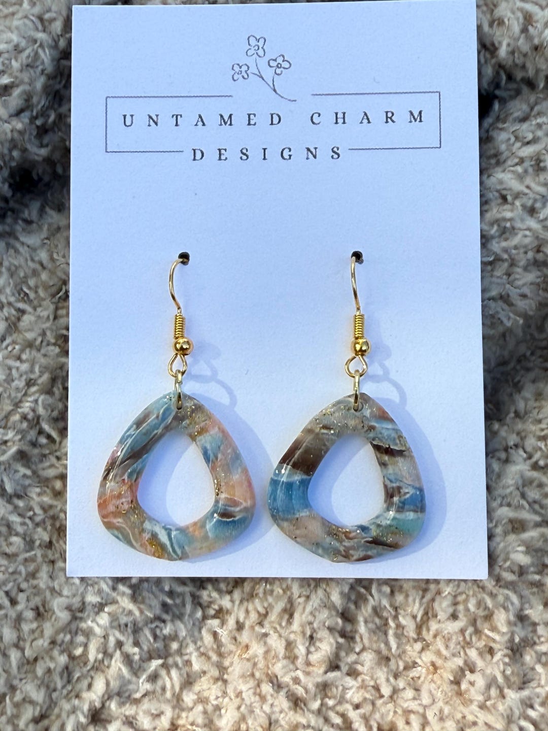 Abstract Marbled Clay Earrings, Statement Dangles, Nickel-free - Etsy