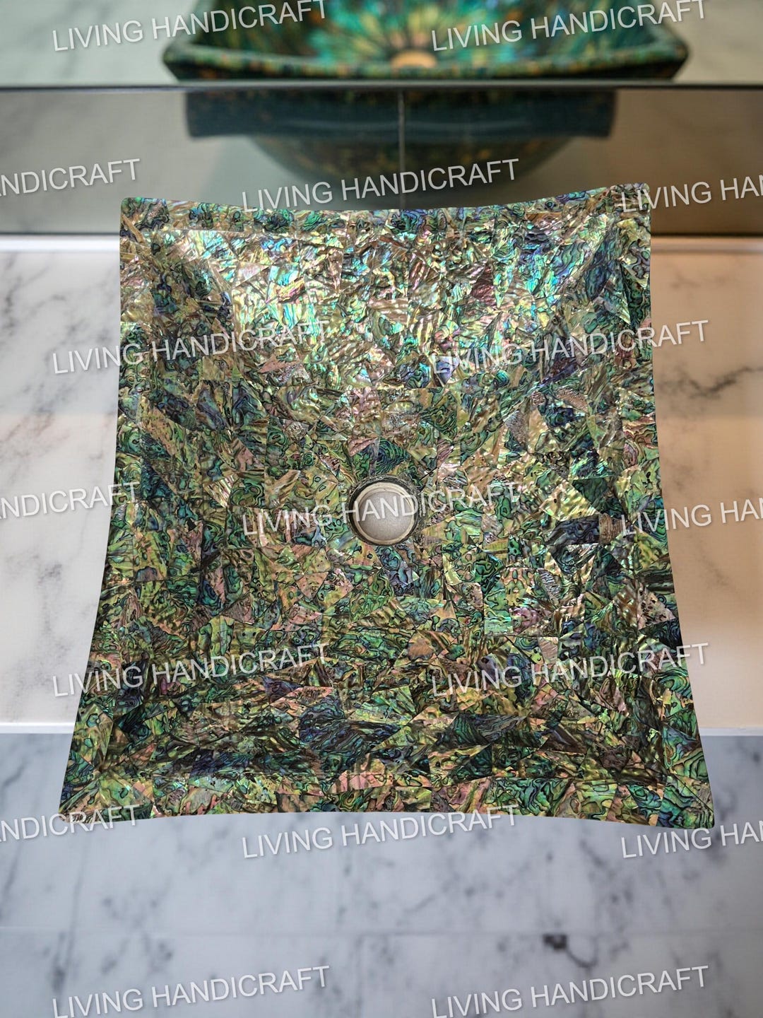 Marble Abalone Shell Sink, Handmade Abalone Shell Wash Basin, Luxury ...