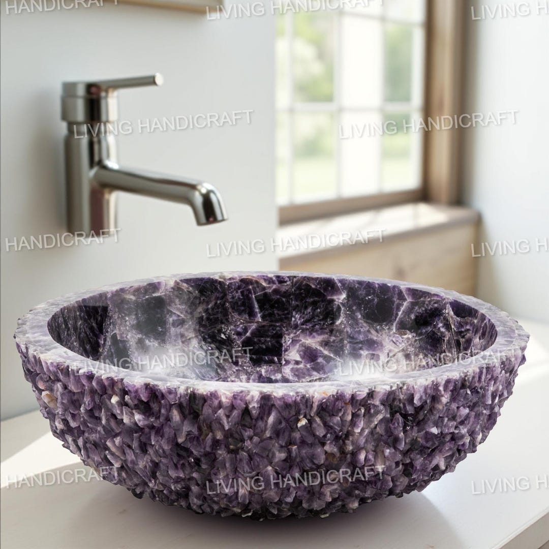 Amethyst Geode Sink, Amethyst Stone Wash Basin, Luxury Bathroom ...