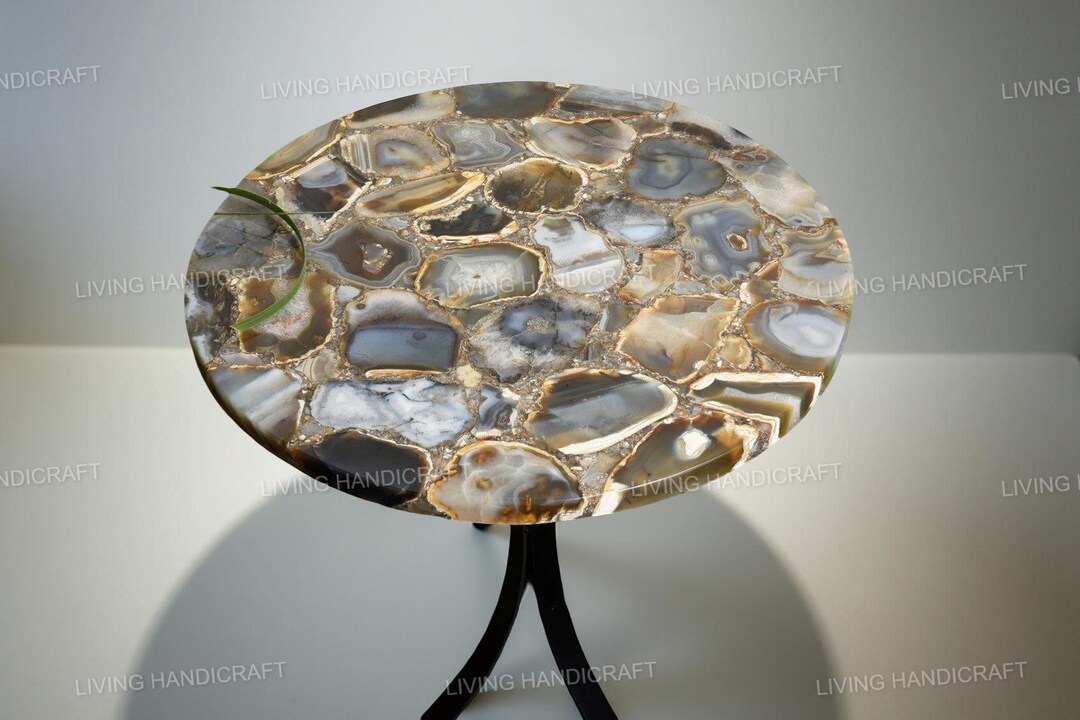 Natural Agate Side Table Top, Agate Coffee Table, Gemstone Table Top ...