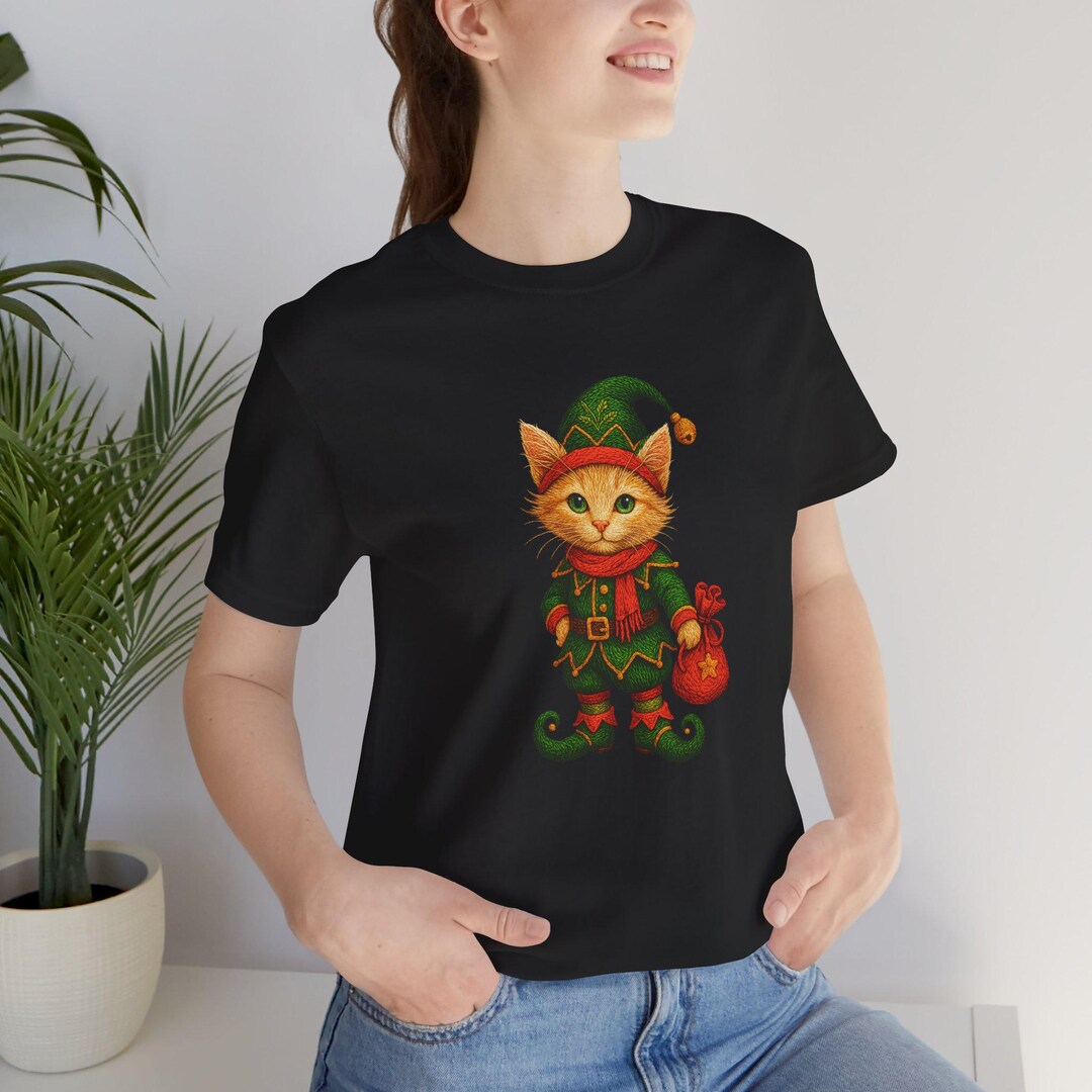 Christmas Elf Cat Shirt: Funny Holiday Unisex Tee - Etsy