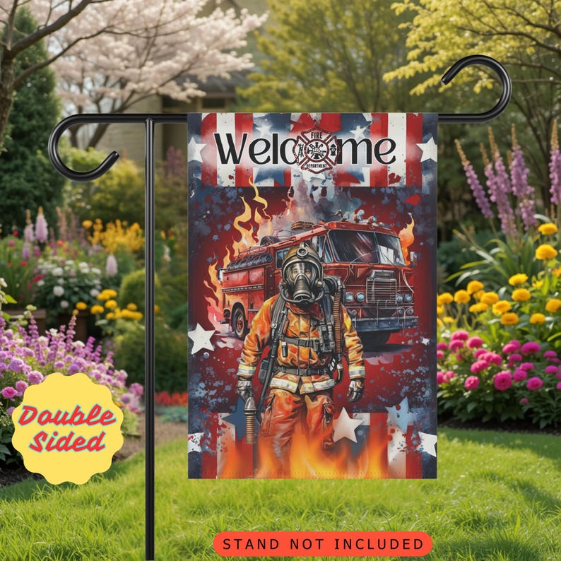 Firefighter Welcome Garden Flag | Fire Dept Outdoor Decor - Etsy