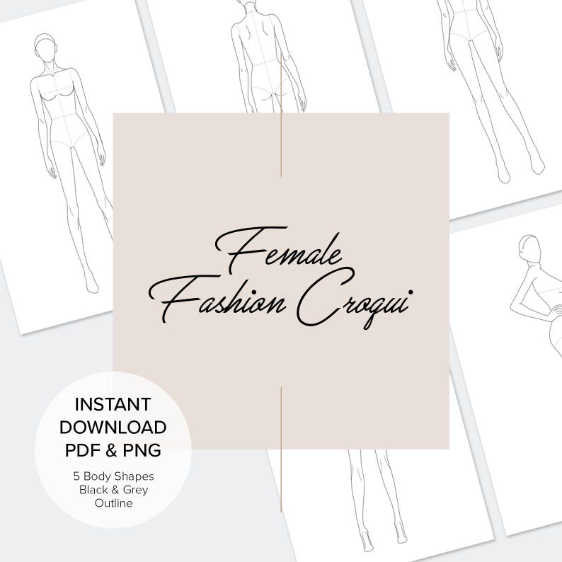 Modelo de Croqui de Moda para Imprimir: Esboço de Figura Feminina (PDF ...