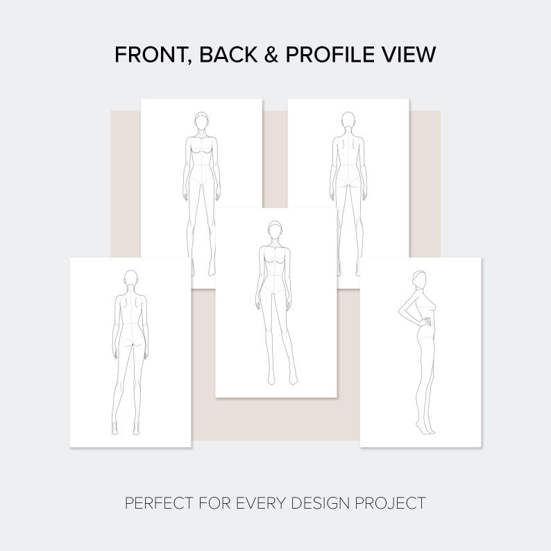 Modelo de Croqui de Moda para Imprimir: Esboço de Figura Feminina (PDF ...