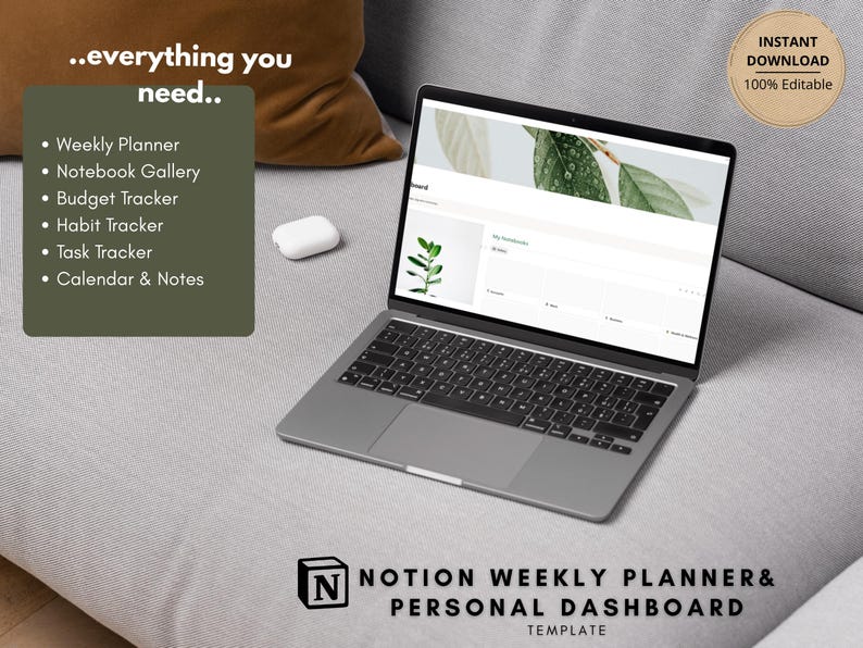 Notion Weekly Planner Template: Habit & Budget Tracker (digital ...