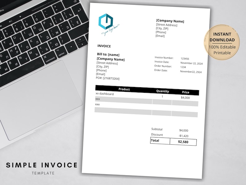 Customizable Invoice Template, Editable in Canva (digital Download) - Etsy