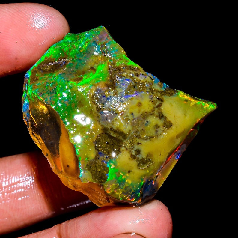 Natural Ethiopian Opal Rough Stone, Welo Opal, Oil Raw Opal Gemstone ...