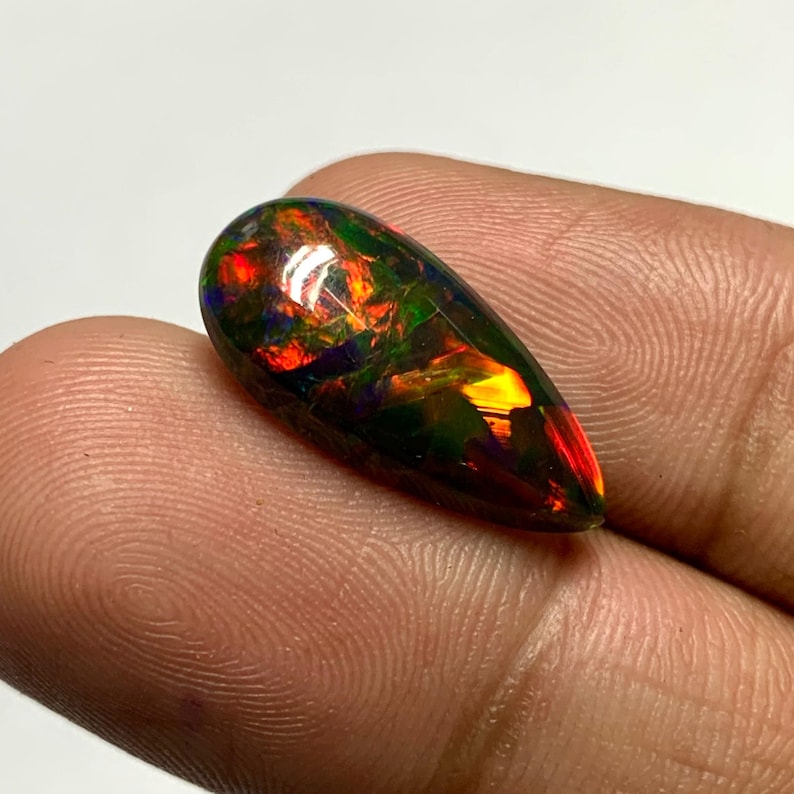 Black Opal, Black Ethiopian Opal, Flashy Black Opal Cabochon, Fire Opal ...
