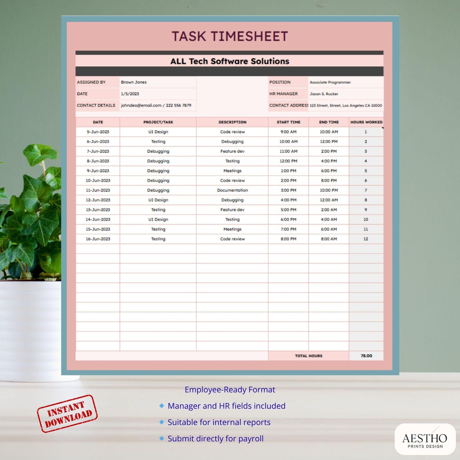 Google Sheets Task Timesheet Template for Google Sheets | Track Daily ...