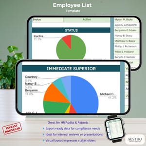 Google Sheets Employee List Template With Department Tracker Status ...
