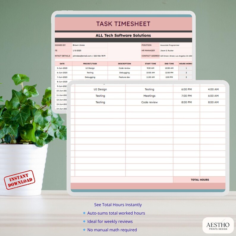 Google Sheets Task Timesheet Template for Google Sheets | Track Daily ...