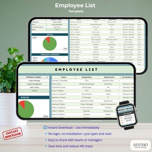 Google Sheets Employee List Template With Department Tracker Status ...