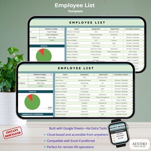 Google Sheets Employee List Template With Department Tracker Status ...