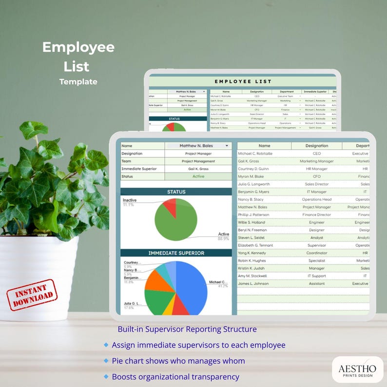 Google Sheets Employee List Template With Department Tracker Status ...