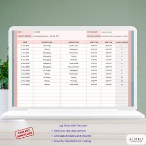Google Sheets Task Timesheet Template for Google Sheets | Track Daily ...