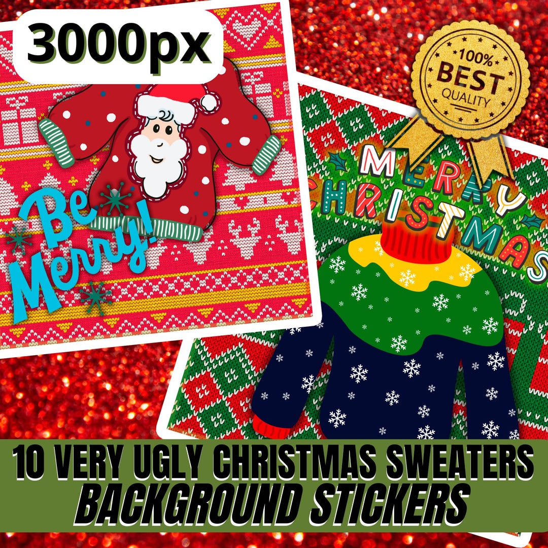 Ugly sweaters stickers Clipart | christmas stickers Digital | Digital ...