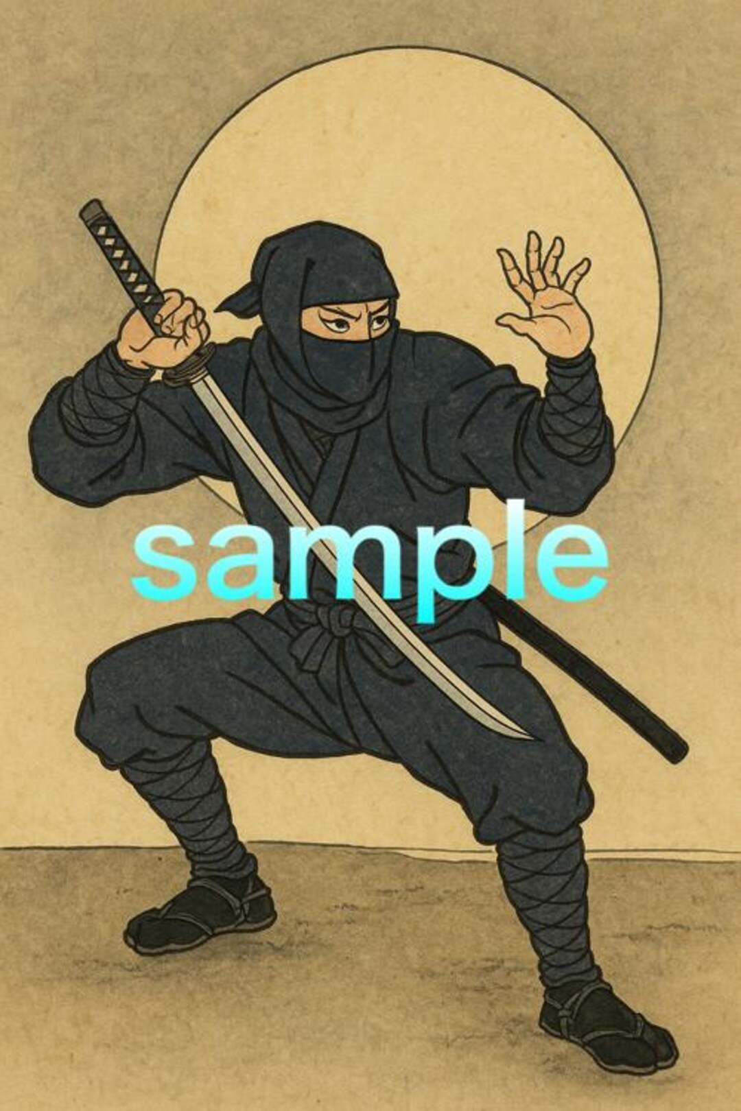Modern Ukiyo-e Samurai Poster Set | Ninja, Skeleton, Rasta & Hippie Art ...