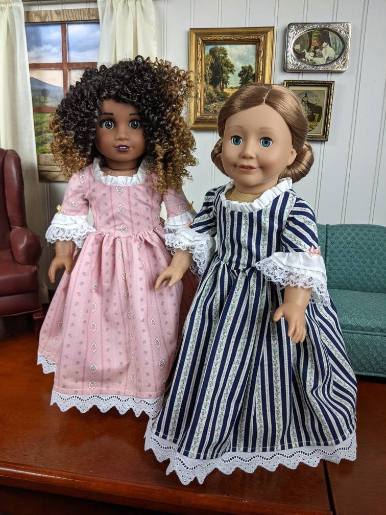 Navy Blue Colonial Everyday Dress With Vintage Lace Accents Pinner ...