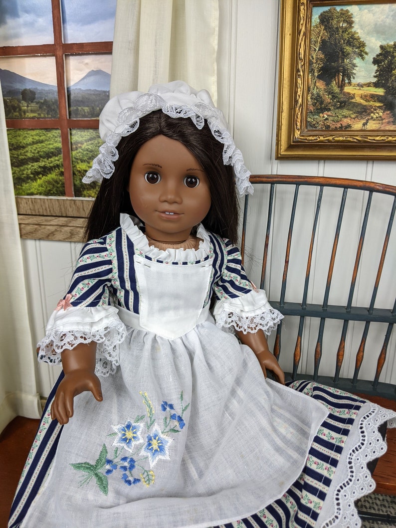 Navy Blue Colonial Everyday Dress With Vintage Lace Accents Pinner ...