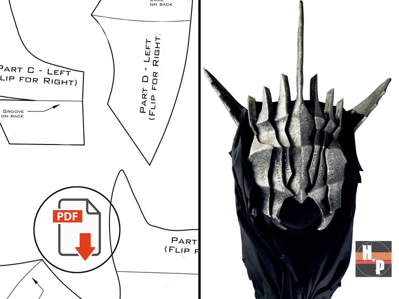 EVA Foam Mouth of Sauron Helmet Template Pattern Inspired by the Lord ...
