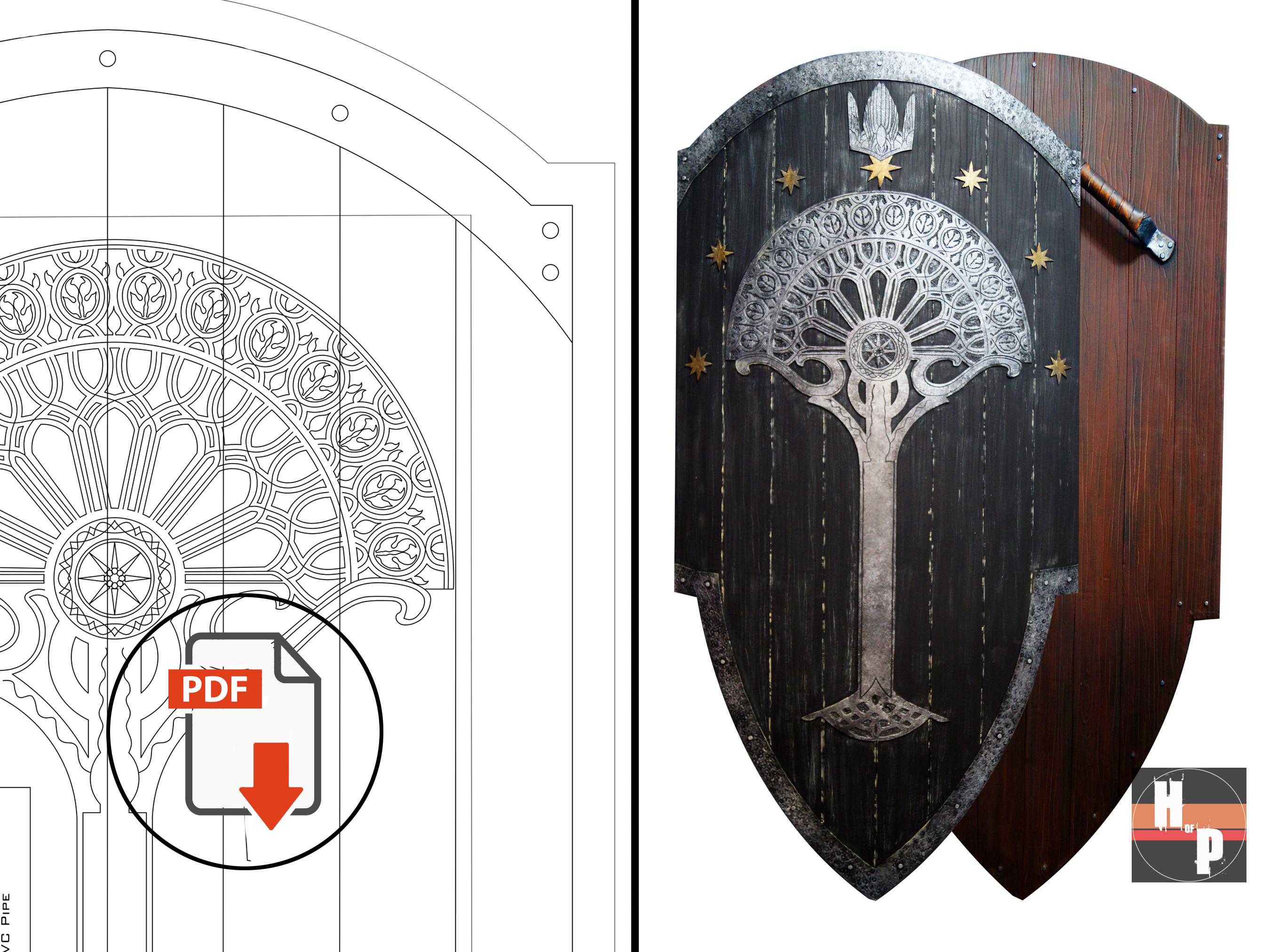 DIY Gondor War Shield Template | LOTR 2nd Age Gondorian Shield Pattern ...