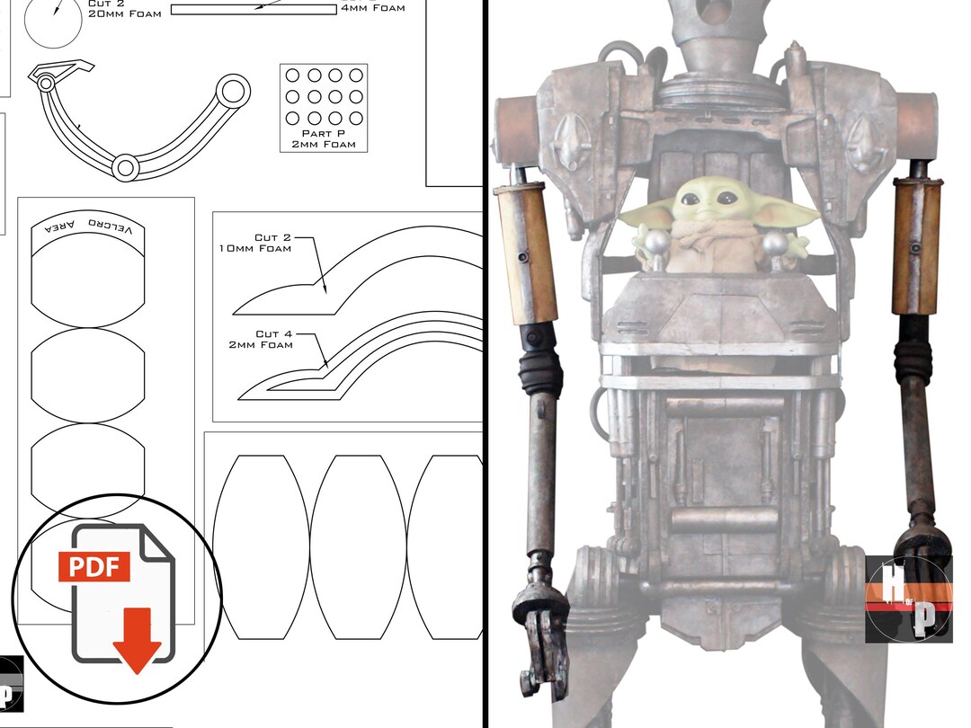 IG-12 Droid Arms Life-size EVA Foam Template (PDF Pattern) - Etsy