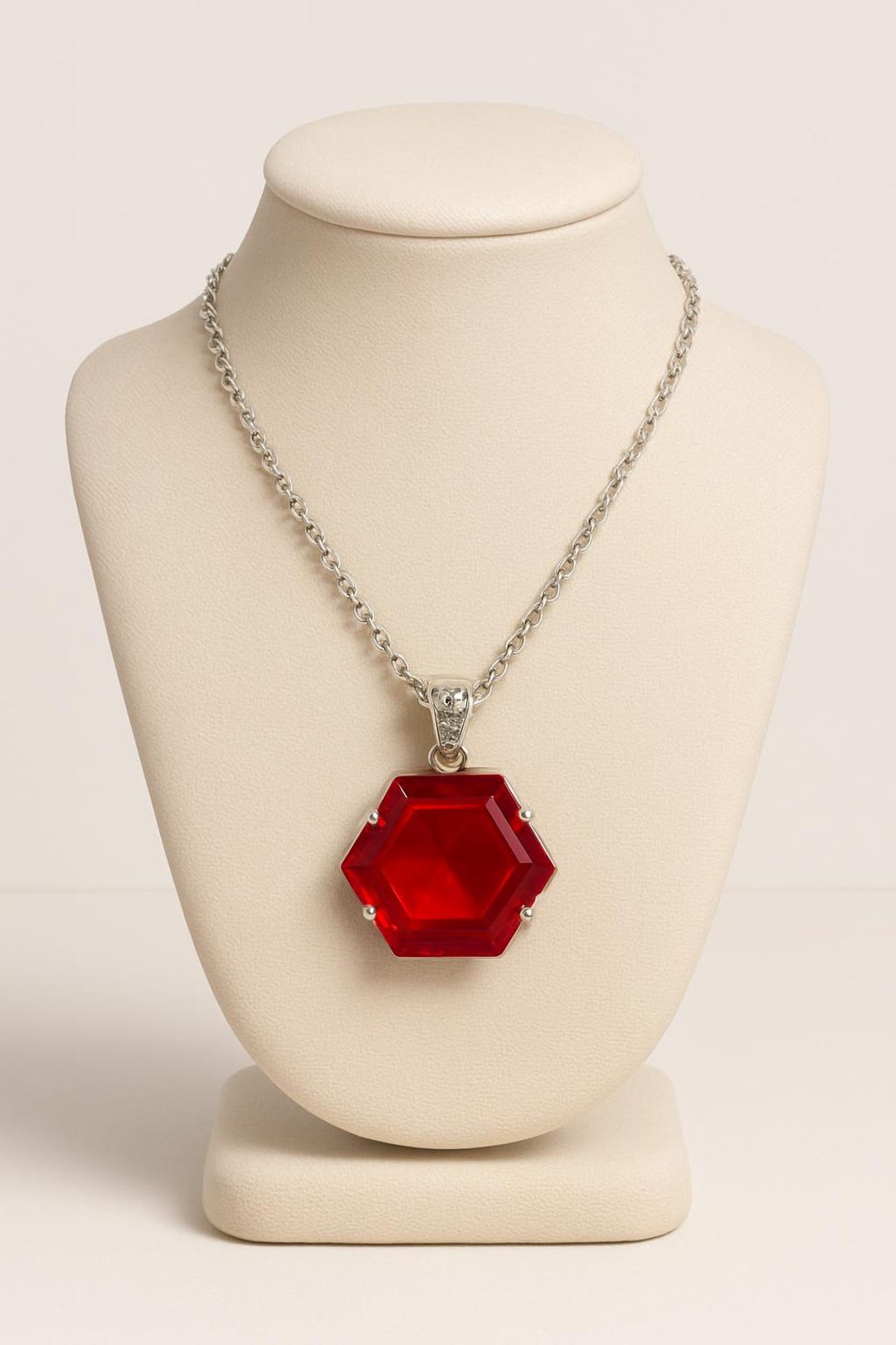 Burmese Ruby Hexagon Pendant Necklace | 90–100 Ct Authentic Red Ruby ...