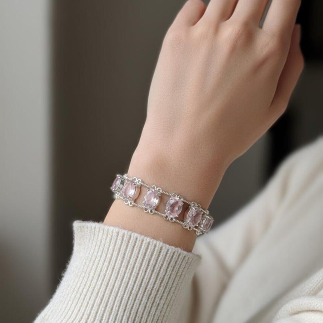 Premium Quality Pink Sapphire Bracelet | Sterling Silver Handmade ...