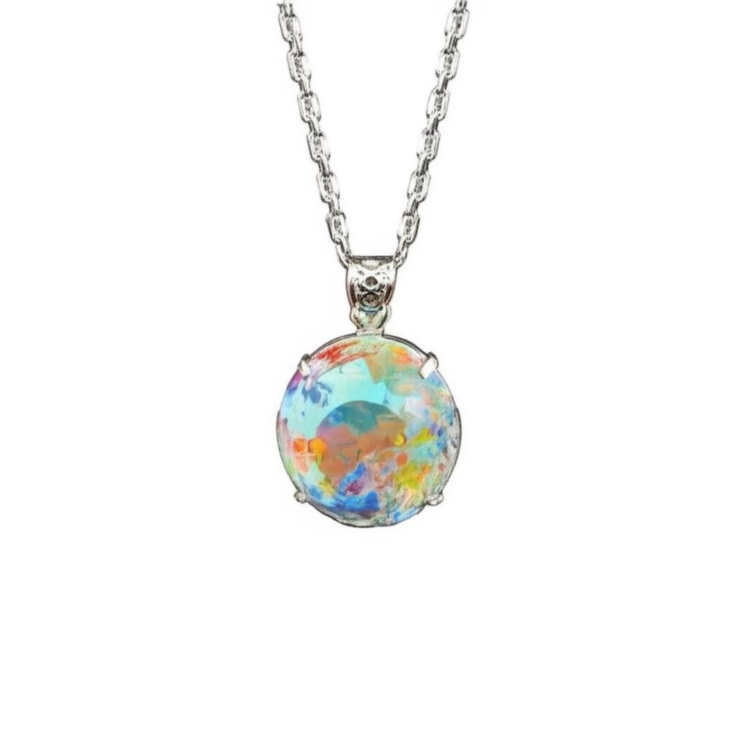 Mystic Topaz Pendant Necklace – Iridescent Gemstone, Sterling Silver ...