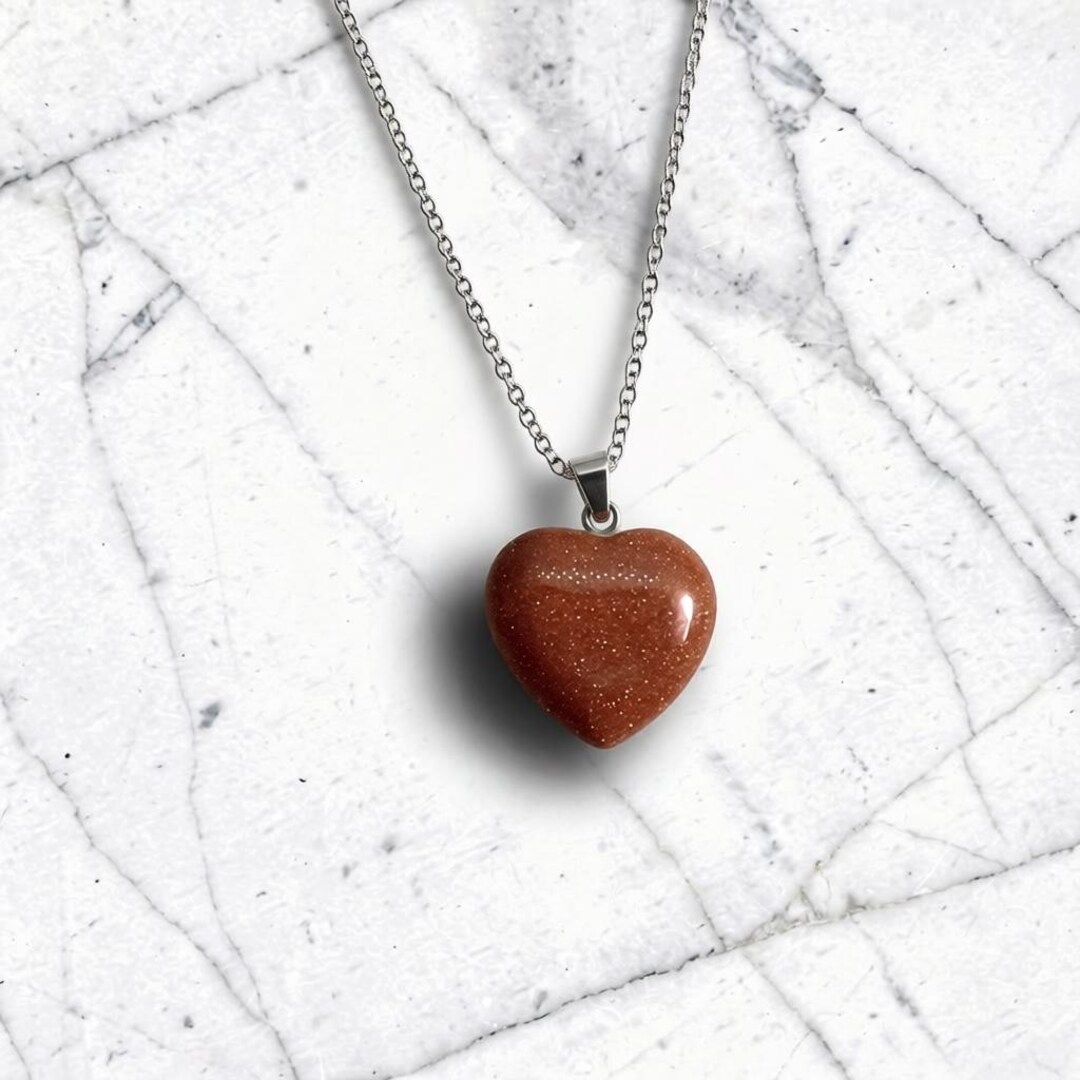 Brown Sun Sitara Certified Heart Pendant Necklace Handmade | Natural ...