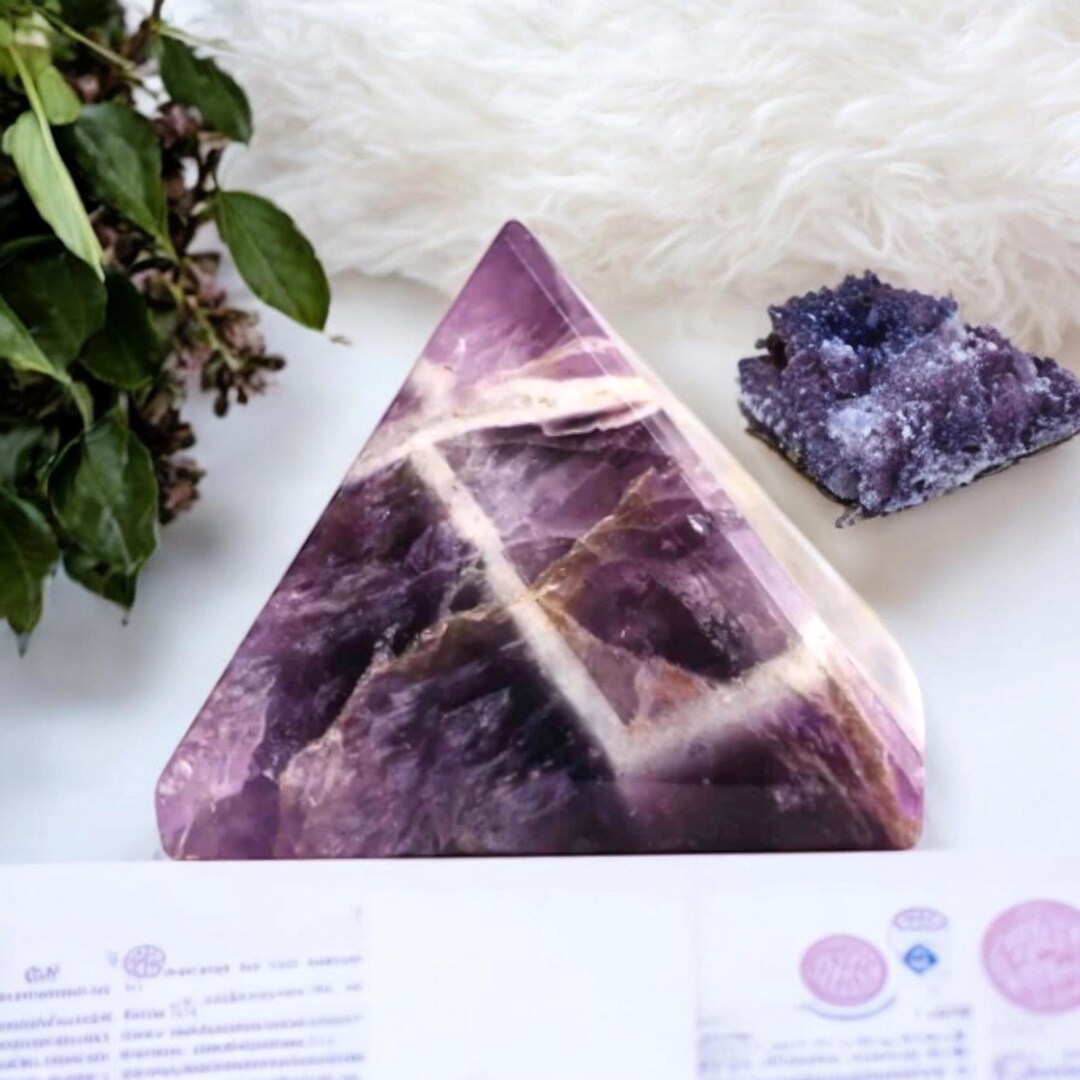 Amethyst Crystal Pyramid Polished Healing Stone for Meditation Chakras ...