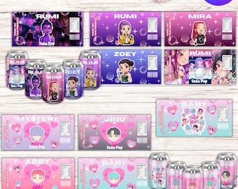 Kpop Birthday Party Soda Can Labels, Editable Canva Template (digital ...
