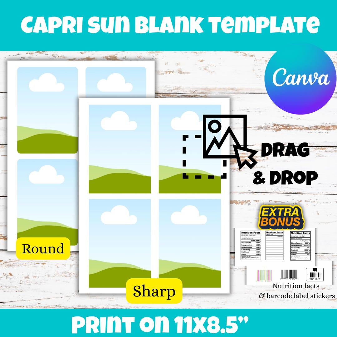 Capri Sun Label Template, Birthday Party Favor (digital Download) A8 - Etsy