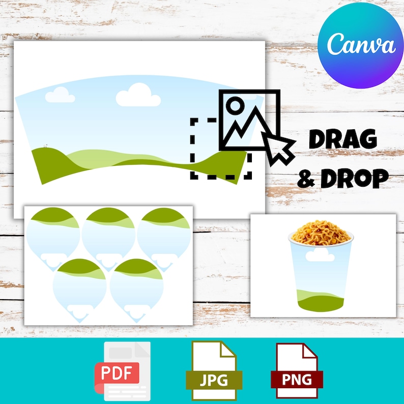 Noodle Cup Template: Canva Digital Download. A7 - Etsy