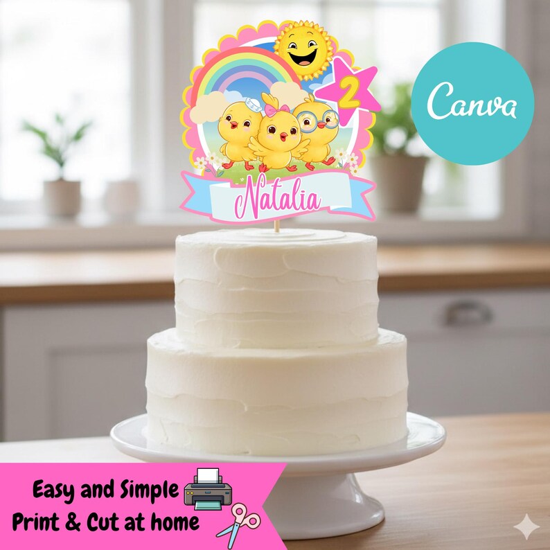 Cake Topper Canticos Theme Pollitos, Digital Download, Printable. - Etsy