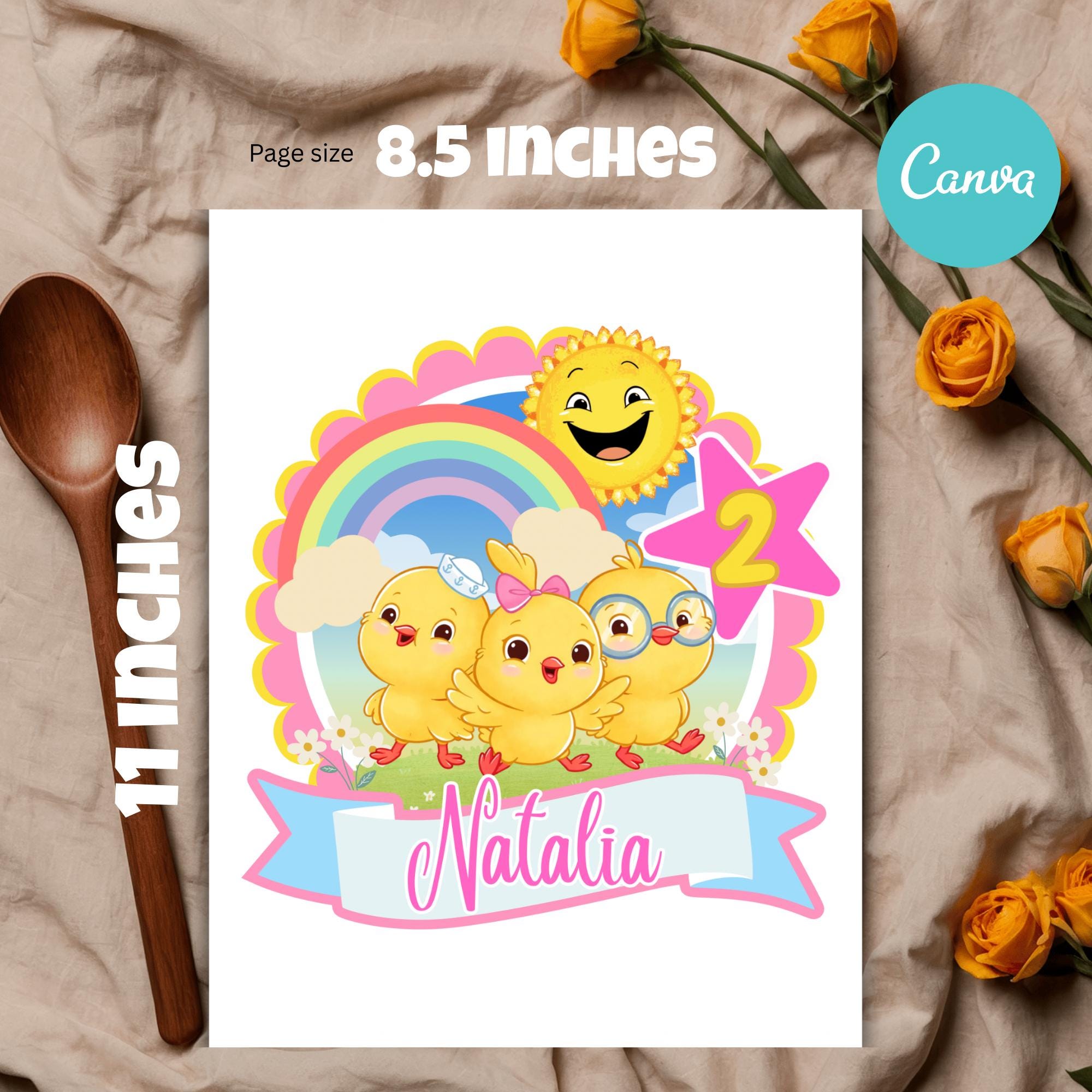 Cake Topper Canticos Theme Pollitos, Digital Download, Printable. - Etsy