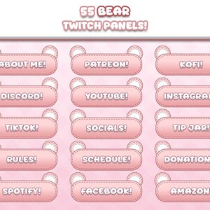 55 Cute Pink Aesthetic Teddy Bear Twitch Panels Pack for Streamers ...