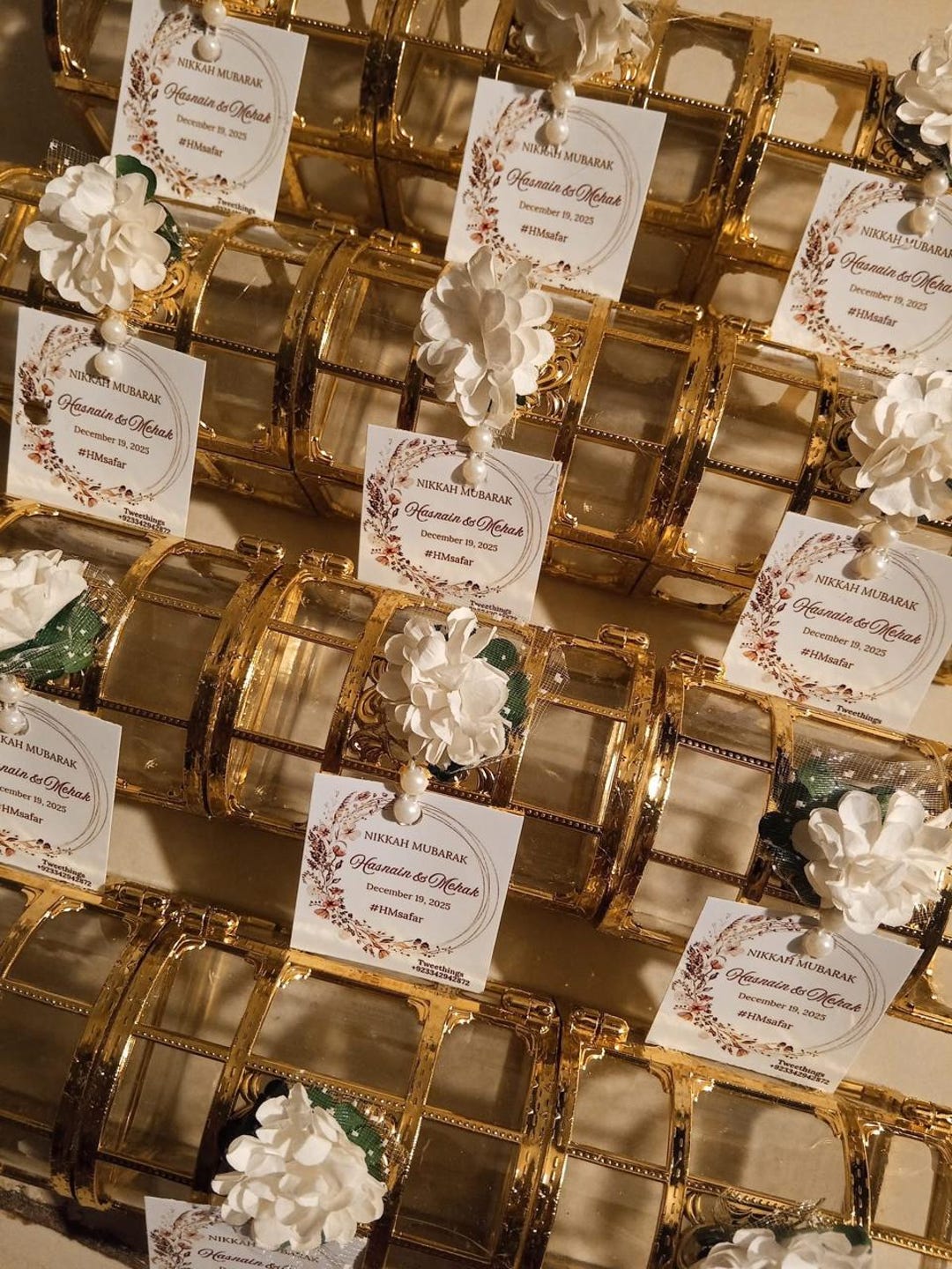 Personalized Nikkah Favor Boxes | Gold Acrylic Treasure Chest Wedding ...
