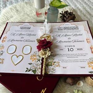 Personalized Nikah Nama, Islamic Marriage Certificate, Muslim Wedding ...
