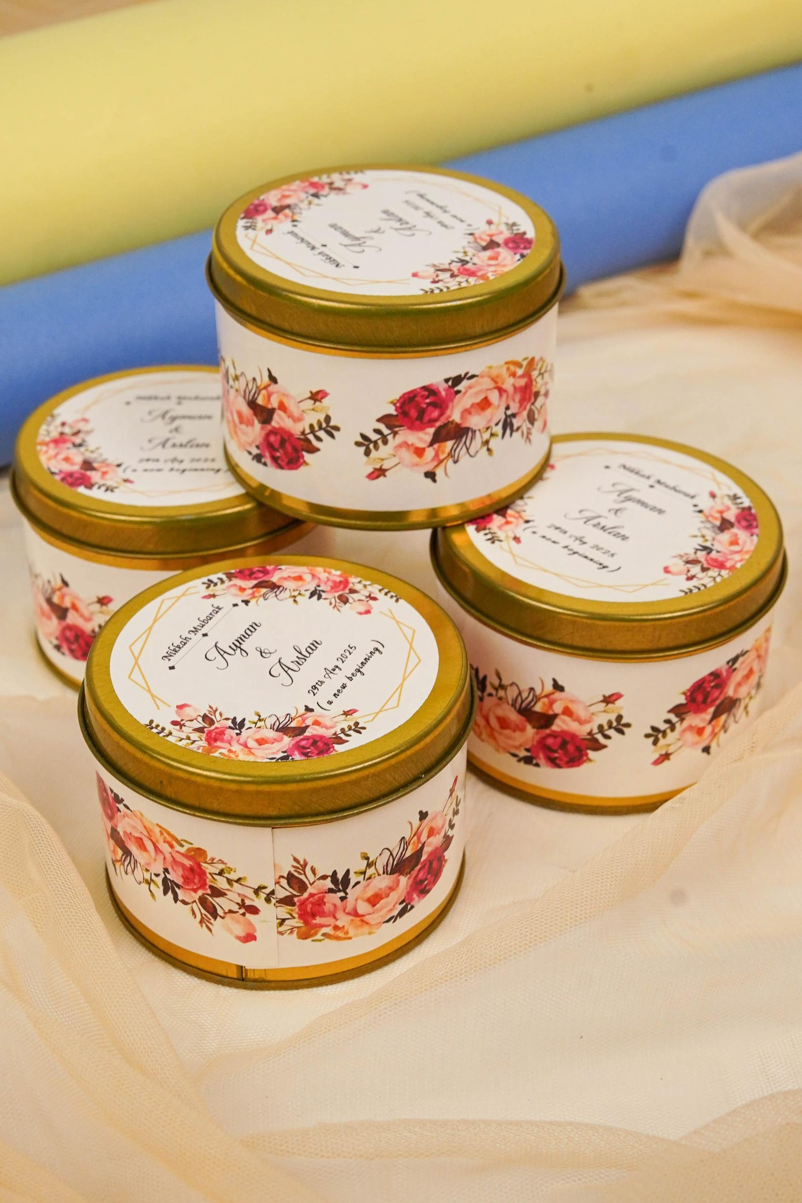 Luxury Personalized Nikah Favor Jars Custom Floral Wedding Return Gifts ...