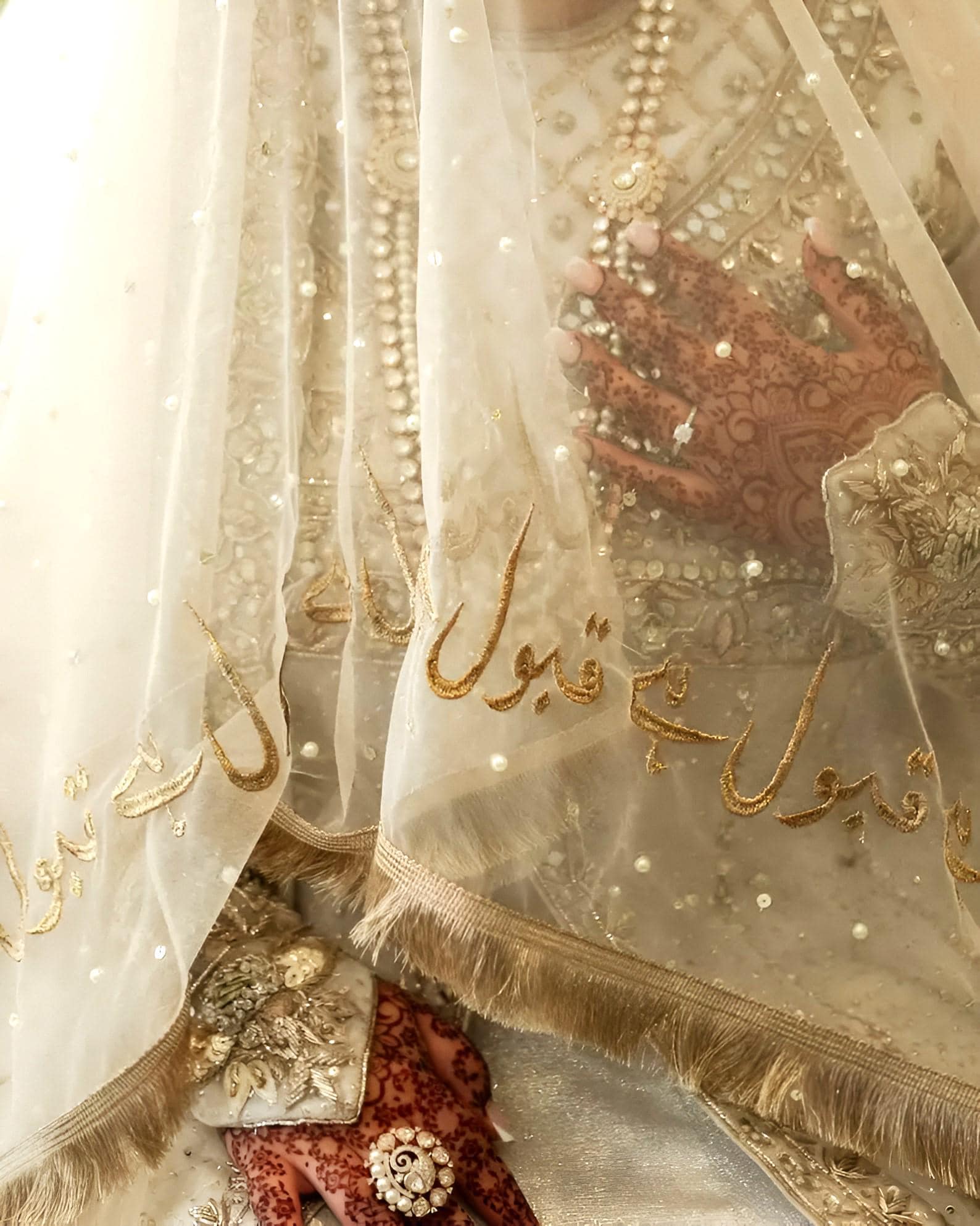 Handmade Bridal Dupatta – Gold Embroidered Veil for Wedding ...