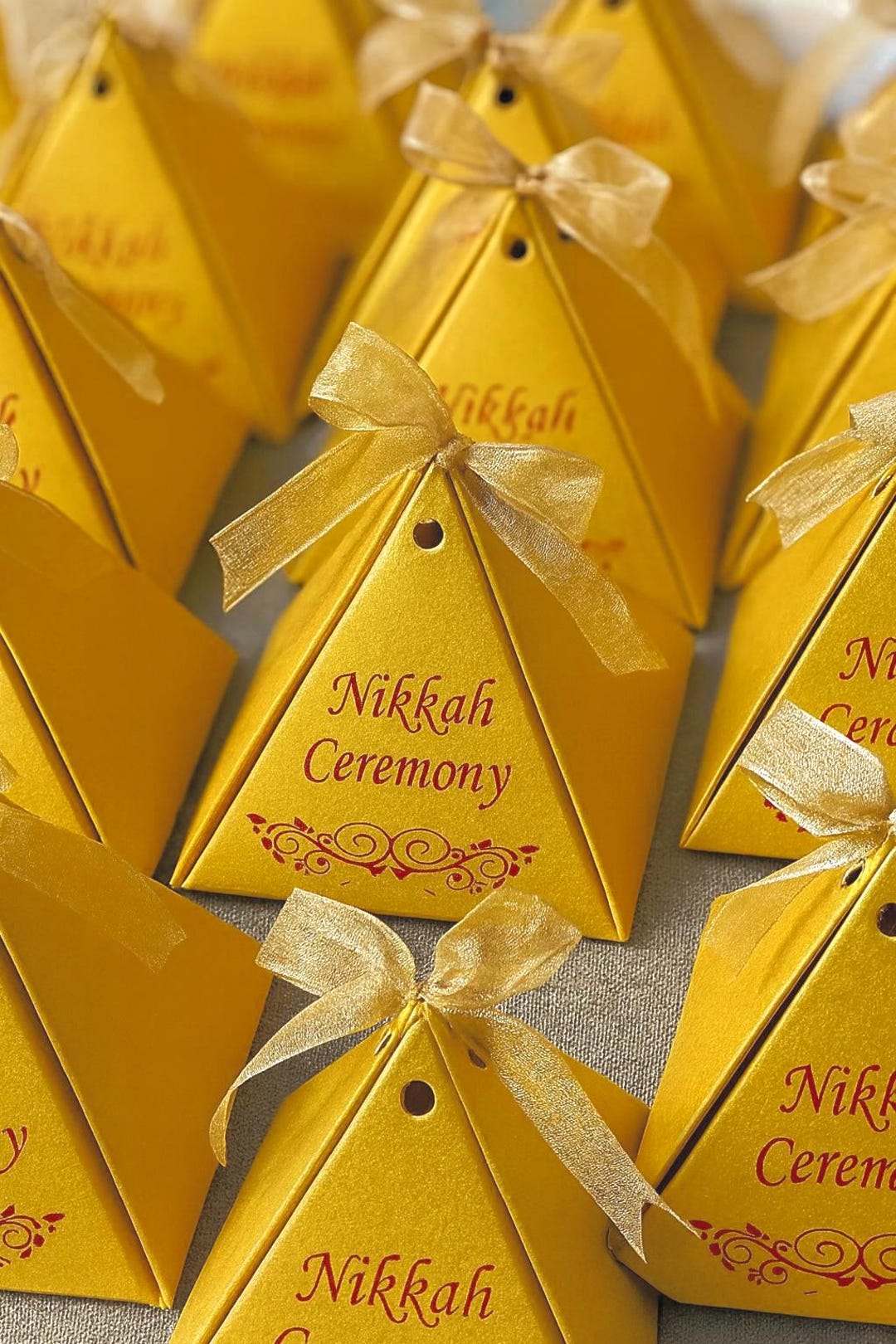 Gold Pyramid Nikkah Ceremony Favor Boxes – Islamic Wedding Gift Boxes ...